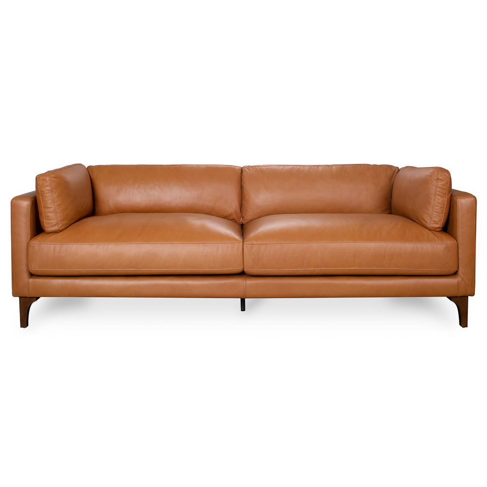 Georgia Mid-Century Modern Tan Leather 3-Seater Sofa | MidinMod