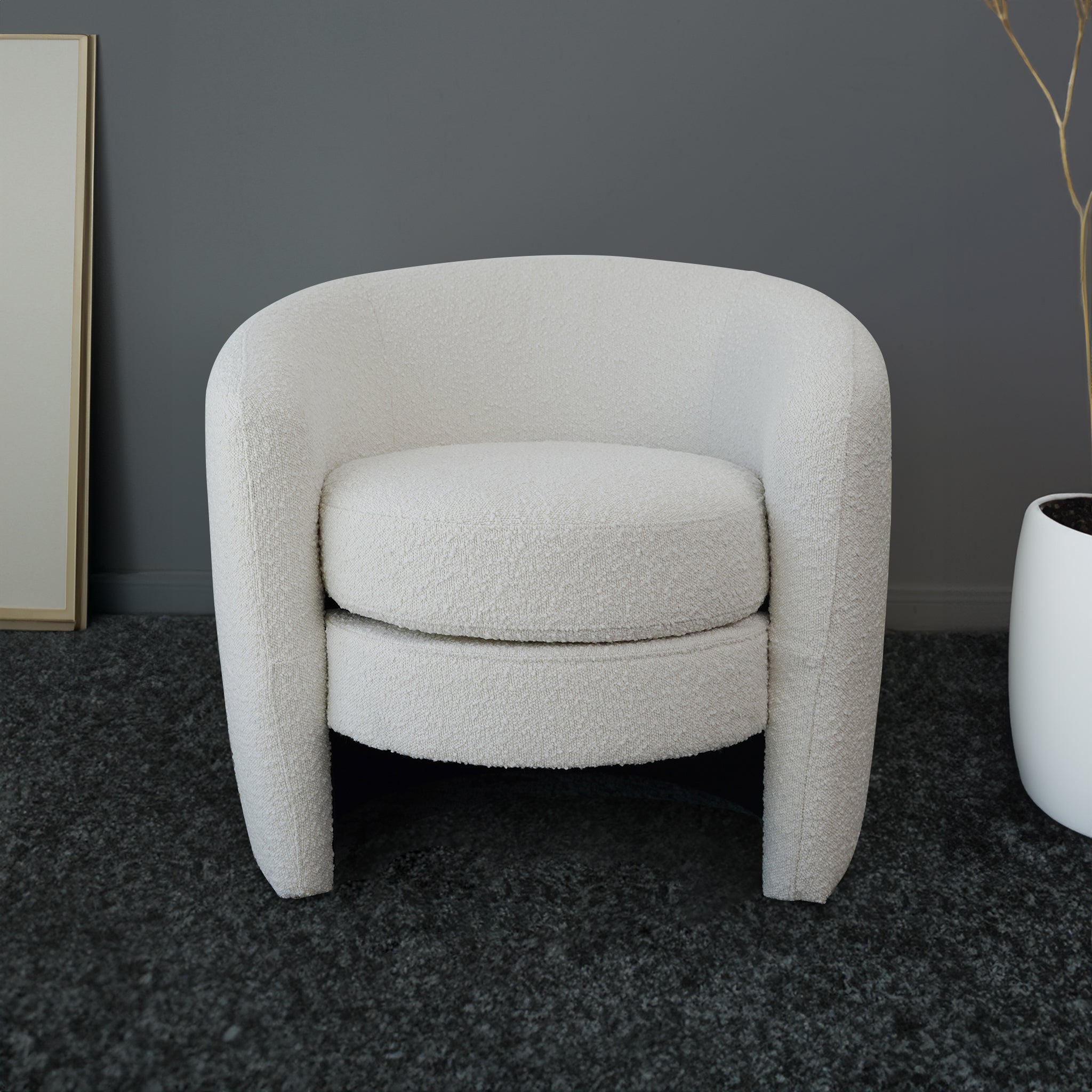 Axis Lounge Chair White Boucle | Mid in Mod | Houston TX – MidinMod