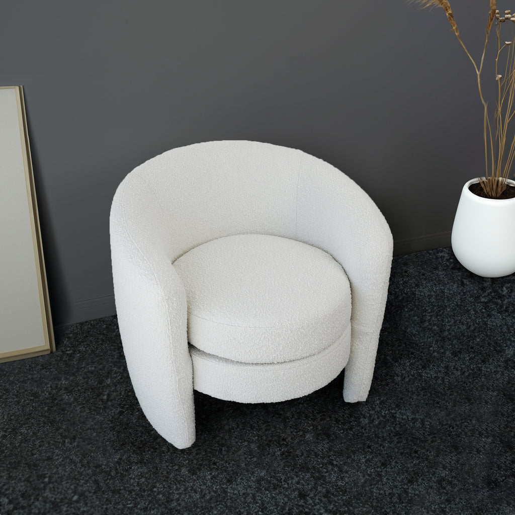 Axis Lounge Chair White Boucle | Mid in Mod | Houston TX – MidinMod