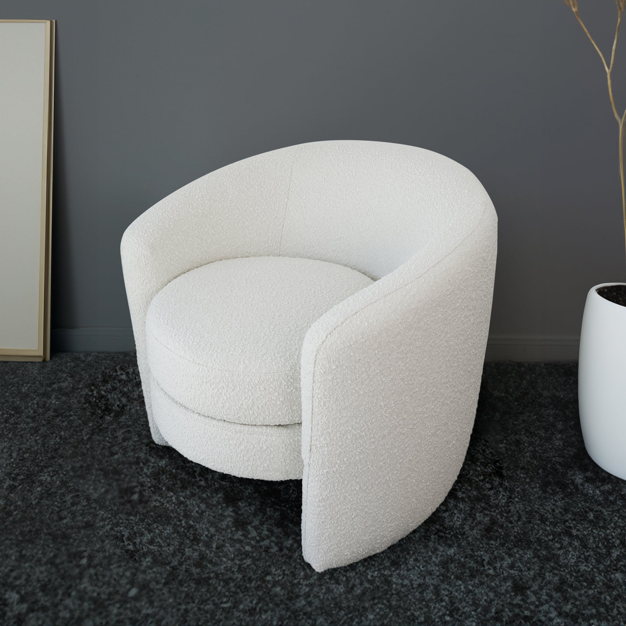 Axis Lounge Chair White Boucle | Mid in Mod | Houston TX – MidinMod