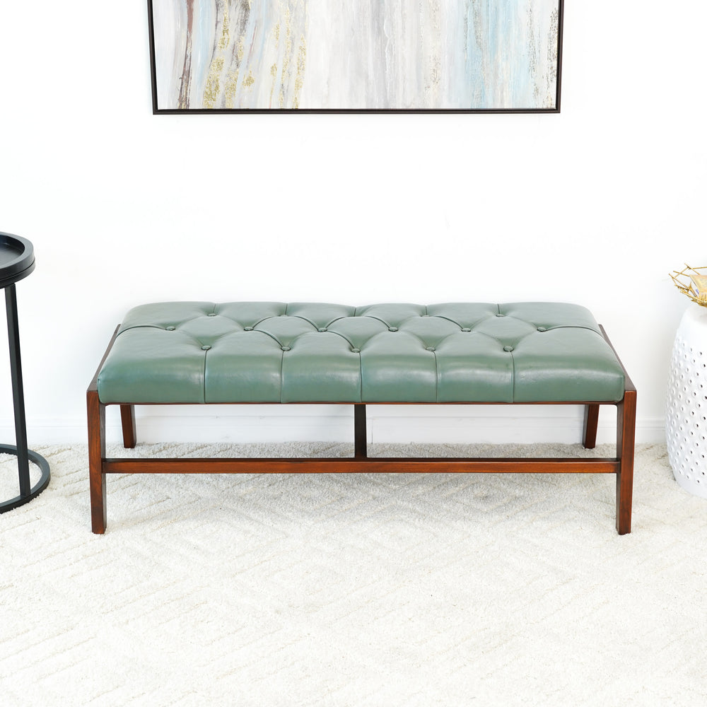 Hammond Green Leather Bench