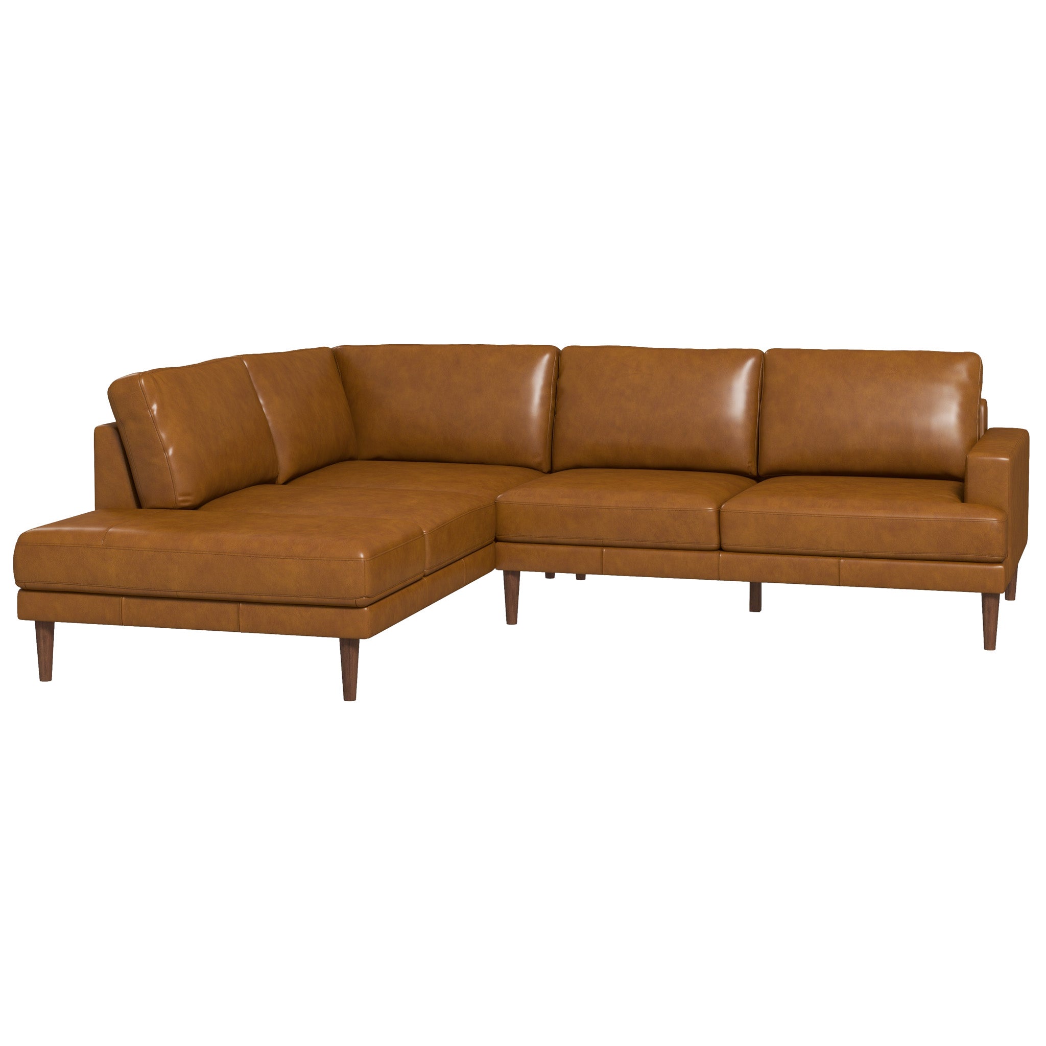 Harmony Sectional Sofa - Tan Leather Left Chaise | MidinMod | TX