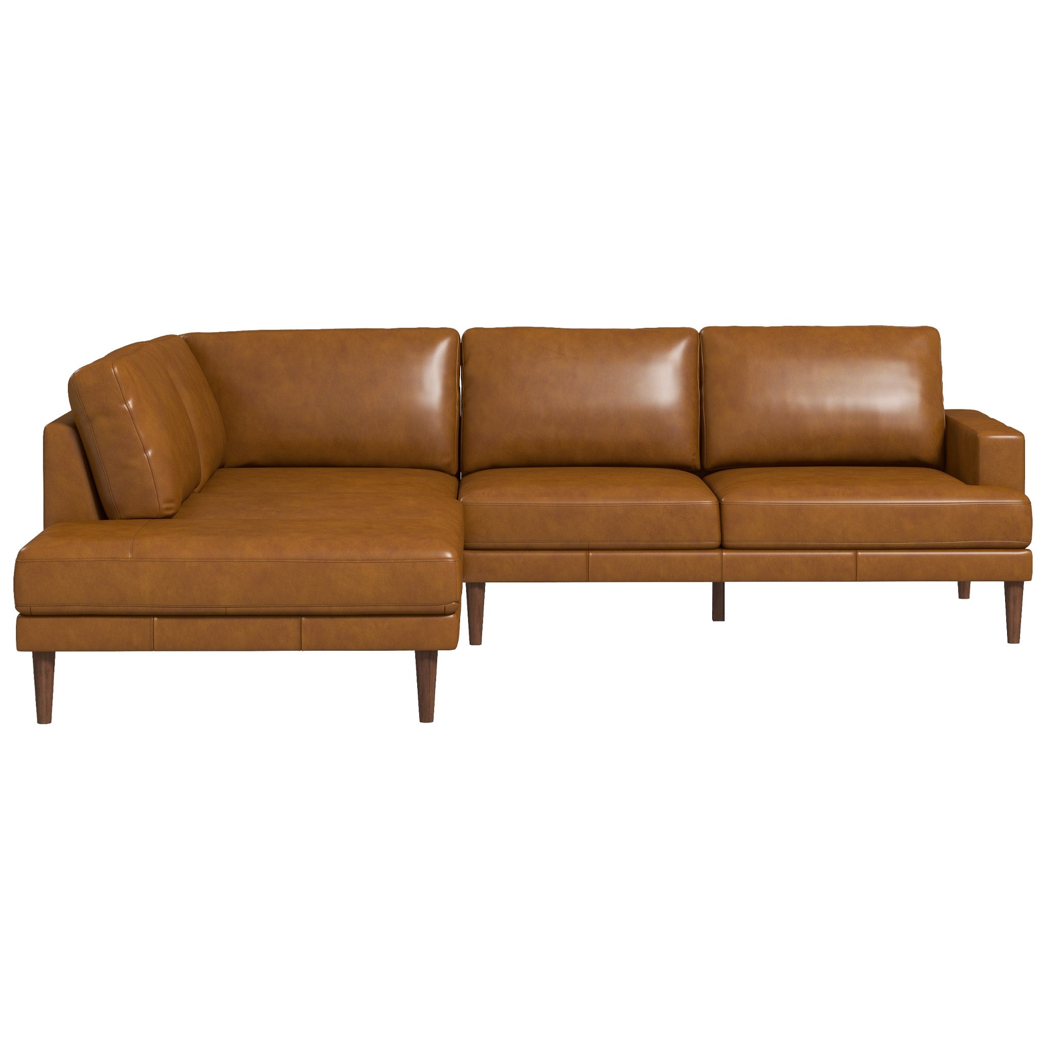 Harmony Sectional Sofa - Tan Leather Left Chaise | MidinMod | TX