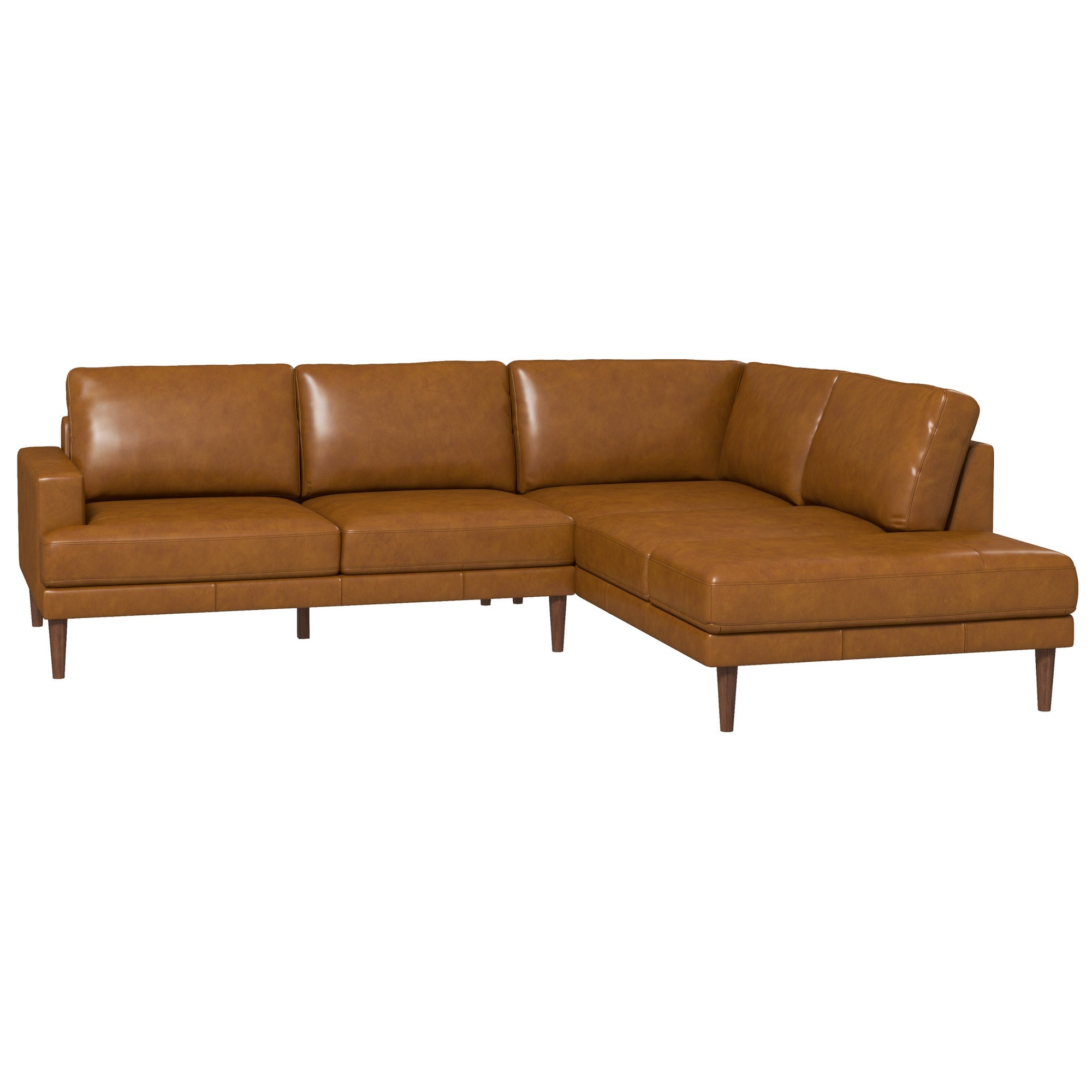 Harmony Sectional Sofa - Tan Leather Right Chaise