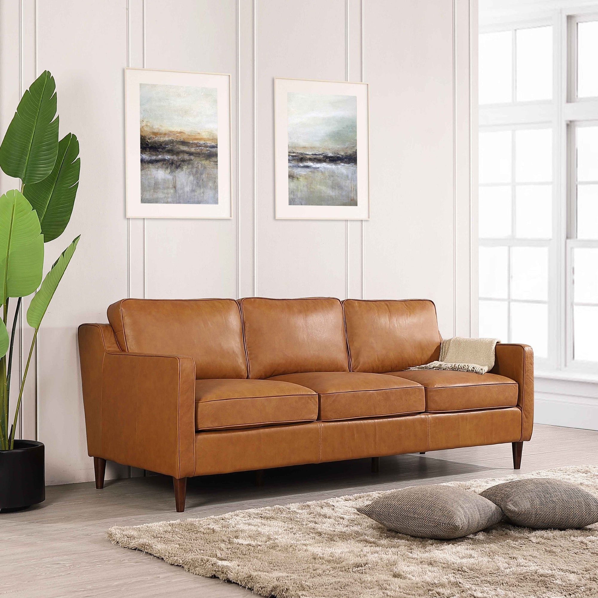 Manhattan Mid century Modern Leather Sofa | MidinMod