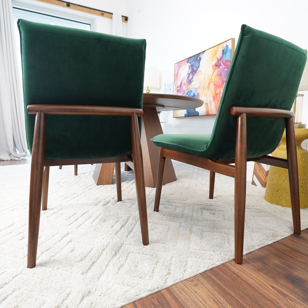 Moss Dark Green Velvet Dining Chair | Mid in Mod