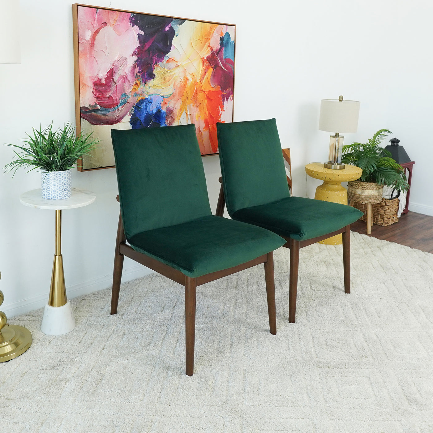 Moss Dark Green Velvet Dining Chairs | Modern Mid-Century Seating ...