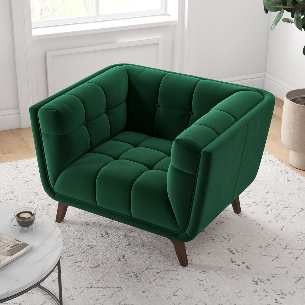 Kano Dark Green Velvet Lounge Chair | Mid in Mod