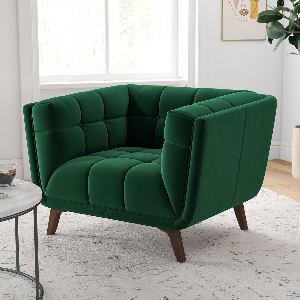 Kano Dark Green Velvet Lounge Chair | Mid in Mod