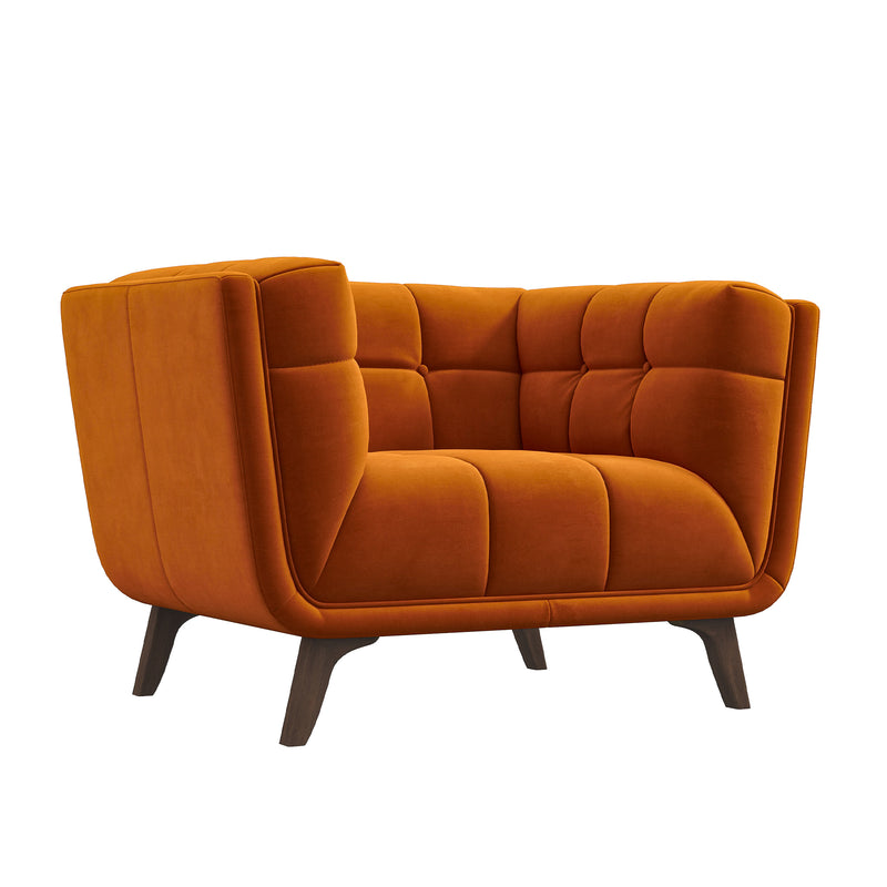 Kano Burnt Orange Velvet Lounge Chair | Mid in Mod | Houston TX