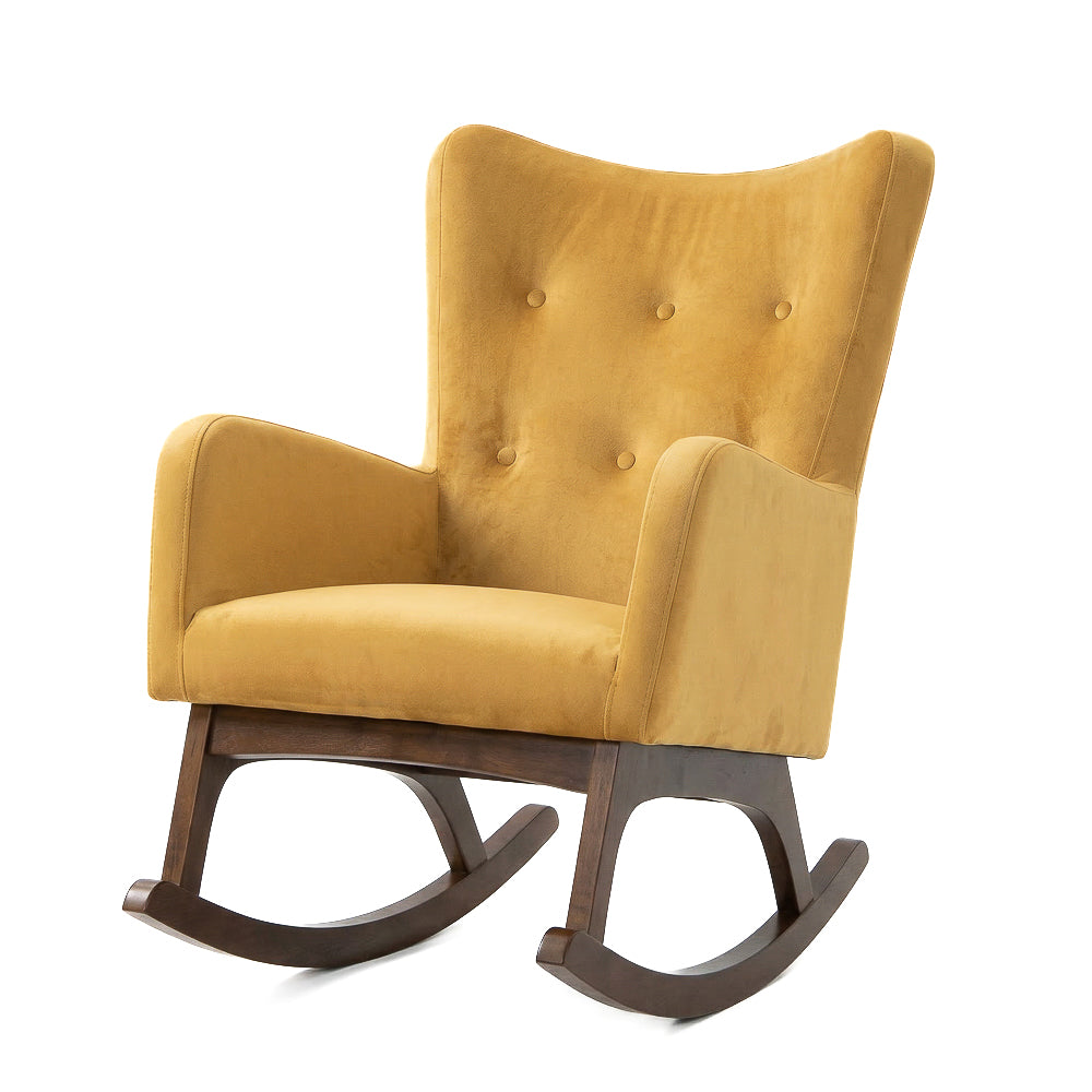 Charlotte Rocking Chair | Yellow Velvet & Walnut Modern Seating | MidinMod