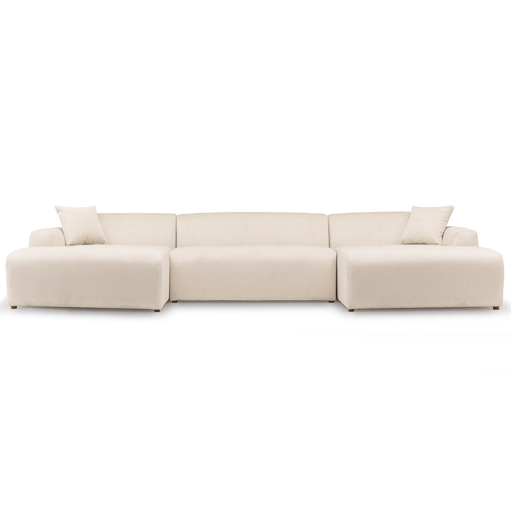 Dexter Cream Corduroy U-Shape Corner Sectional Sofa | MidinMod