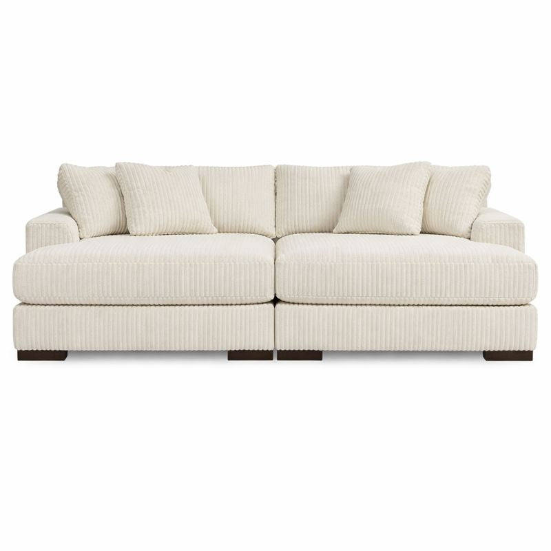 Lindyn Super Chaise | Ivory Textured Cord Double Sectional| MidinMod