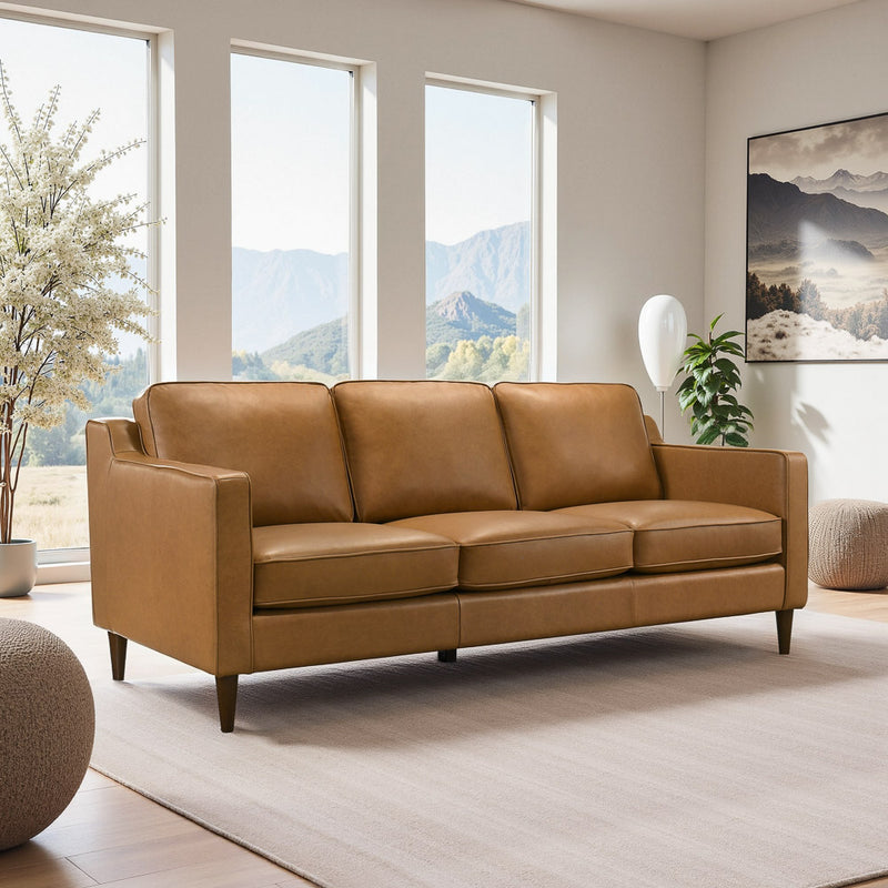 Manhattan Mid century Modern Leather Sofa | MidinMod