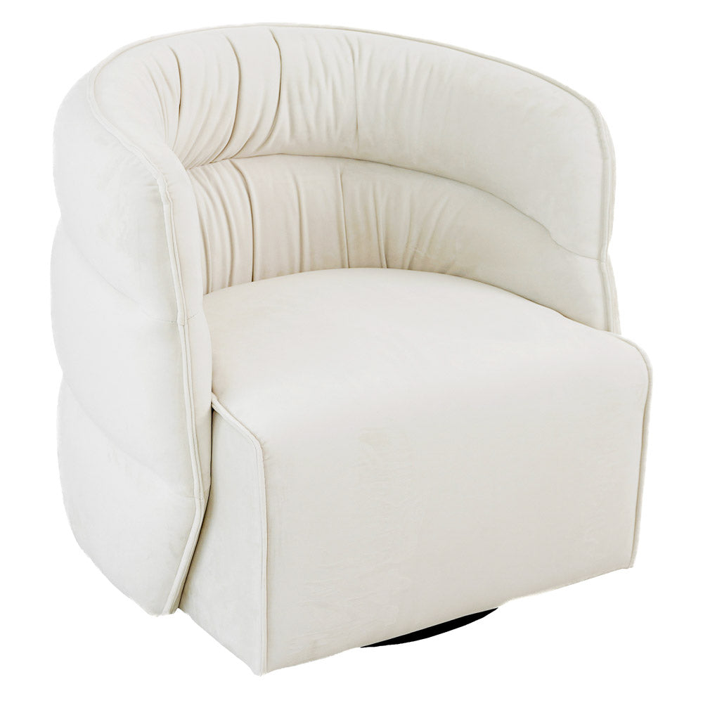 Shamrock Cream Velvet Swivel Chair | Mid In Mod