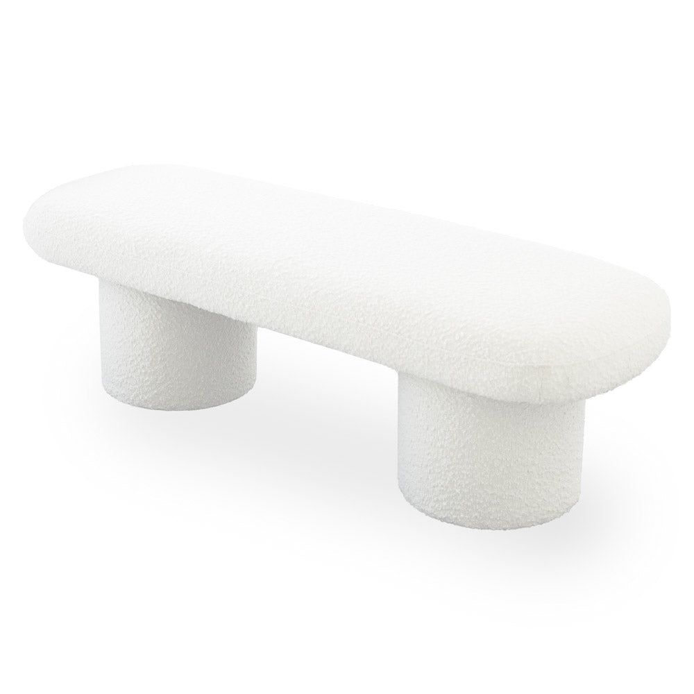Tulian Ivory Boucle Bench | Mid in Mod