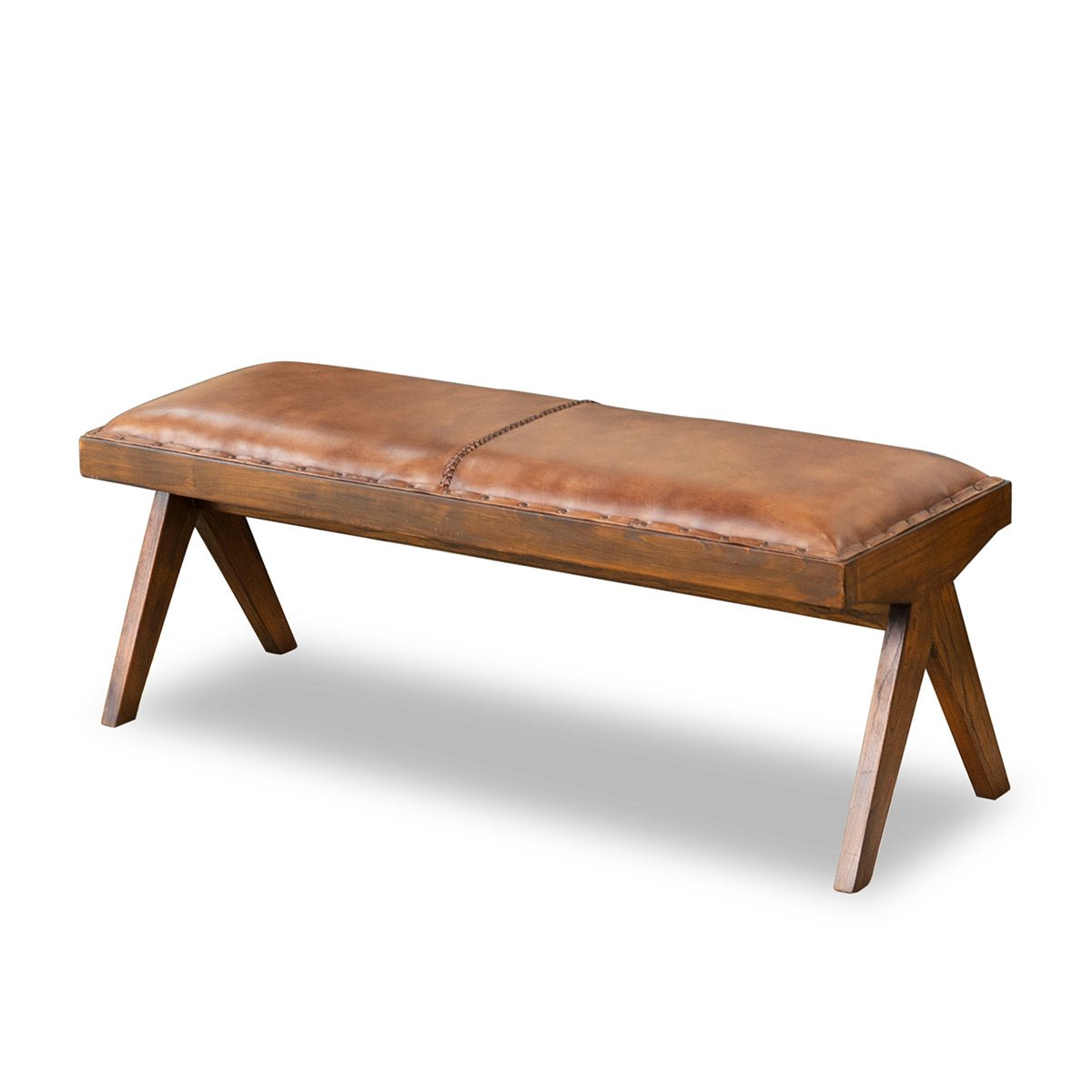 Finley Genuine Tan Leather Bench