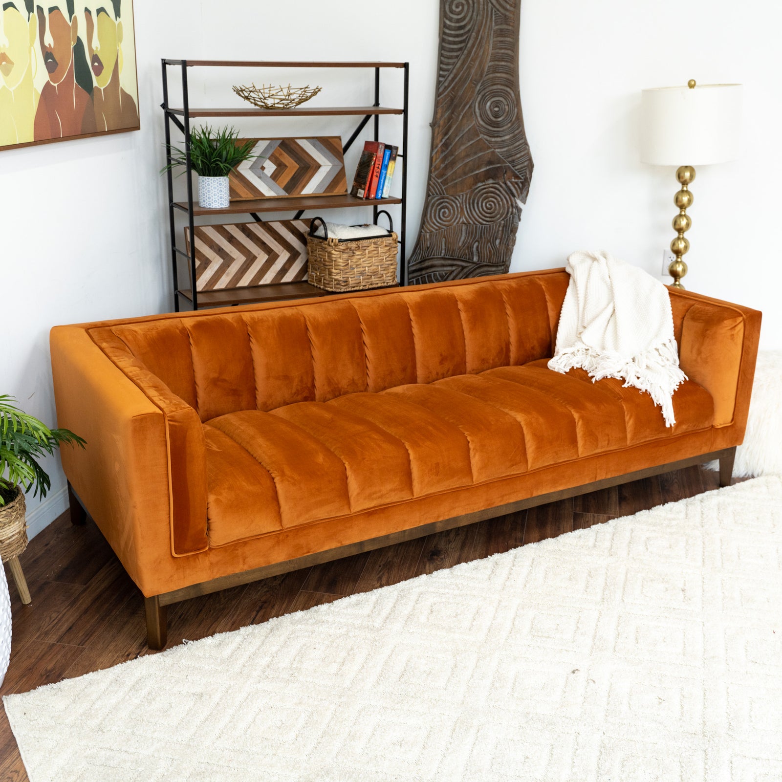 Jersey Sofa (Orange Velvet) | Mid in Mod