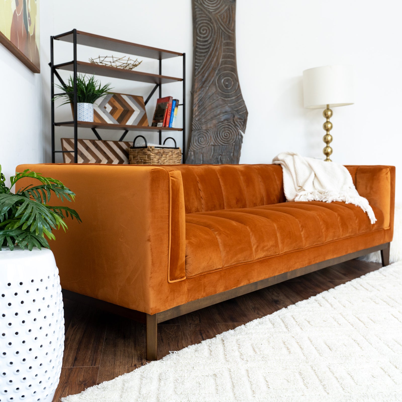 Jersey Sofa (Orange Velvet) | Mid in Mod