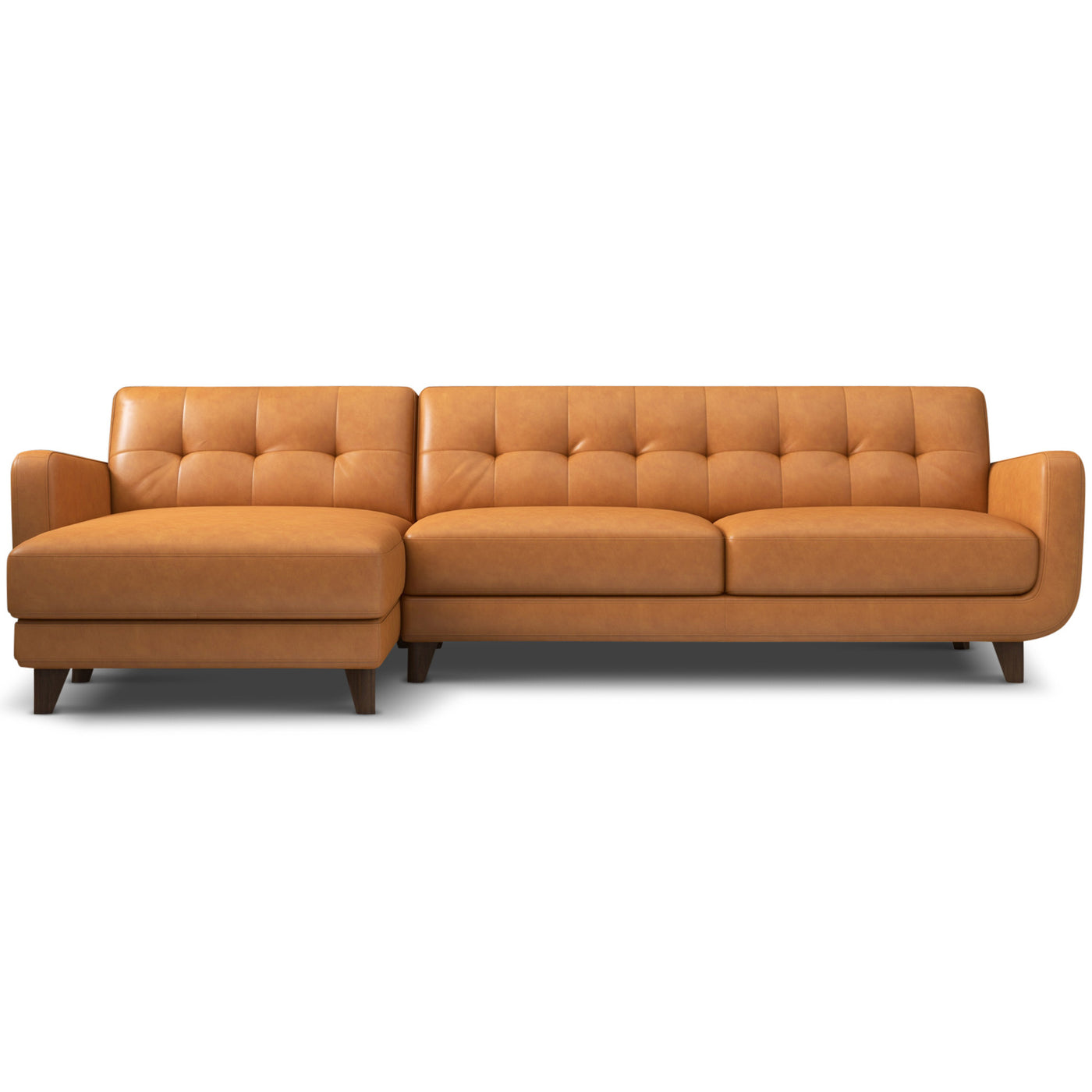 Cassie Sectional Sofa - Tan Leather Left Facing