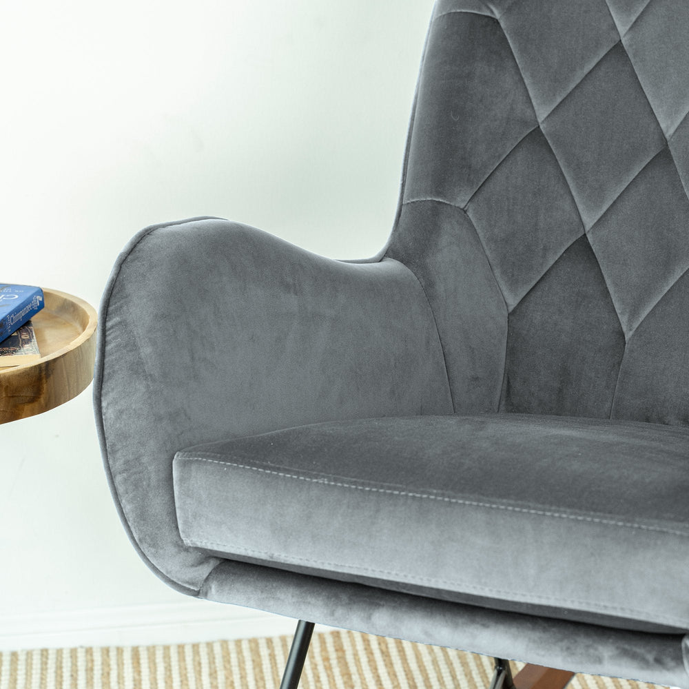 Sahara Gray Velvet Rocking Chair | MidinMod