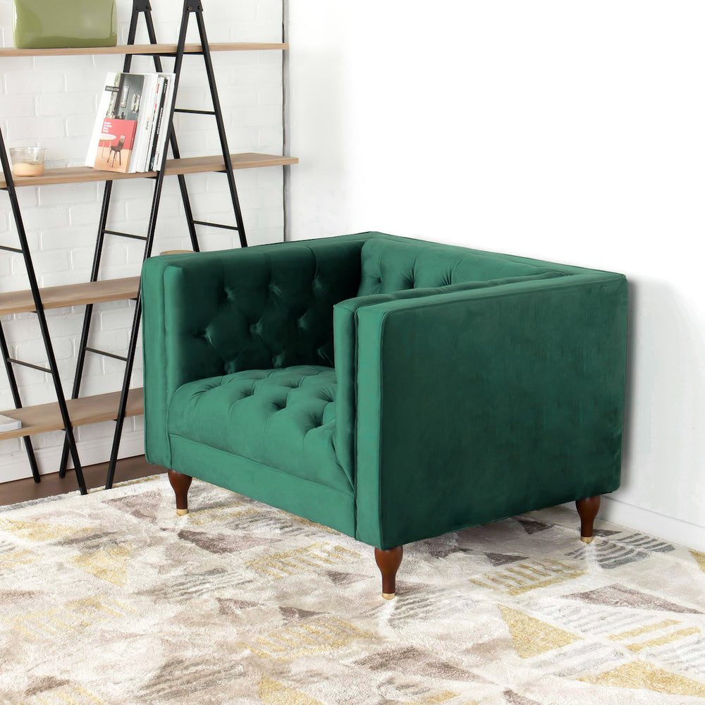 Houston Modern Lounge Chair - Green Velvet