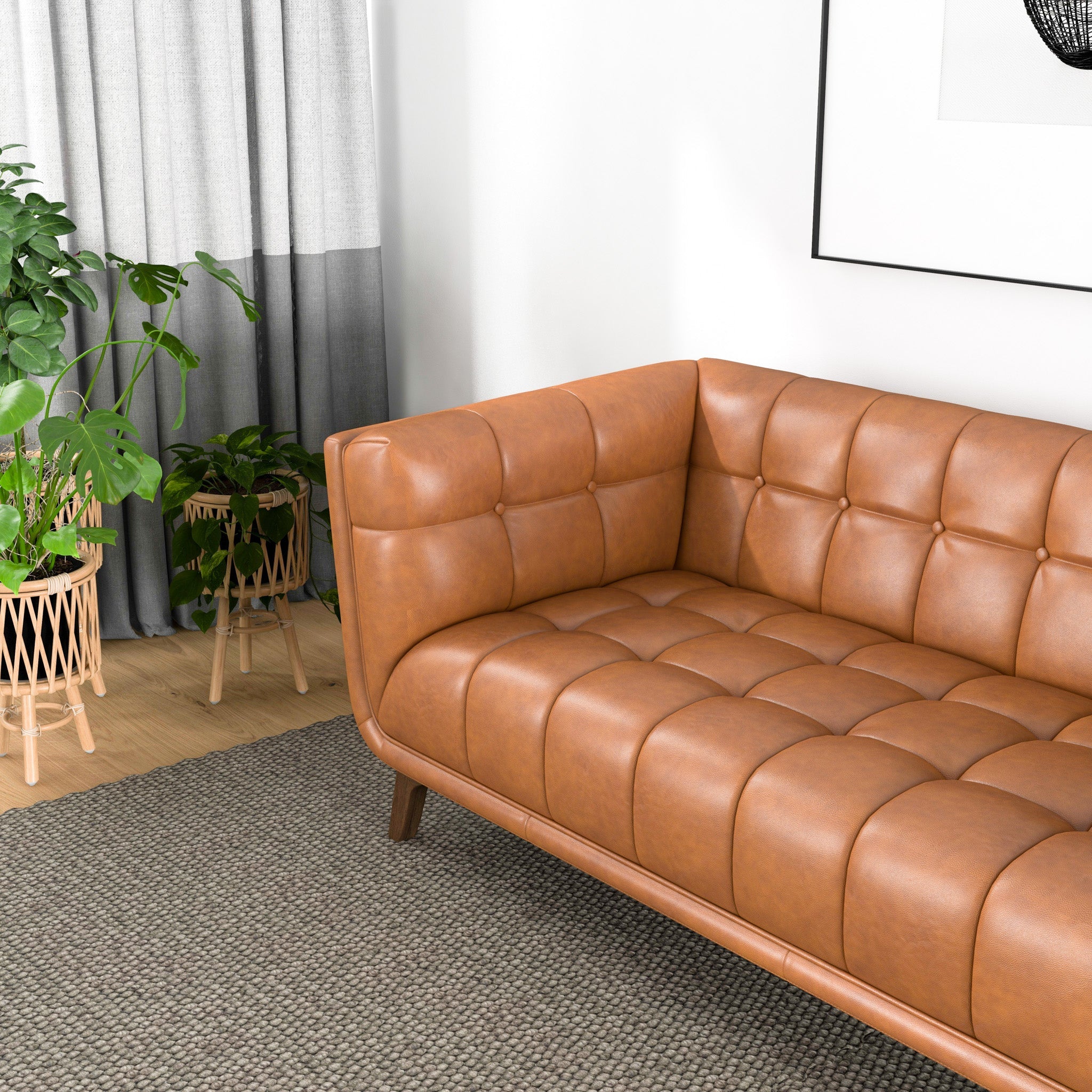 Kano Leather Sofa 84" - Cognac Leather | MidinMod | Houston TX