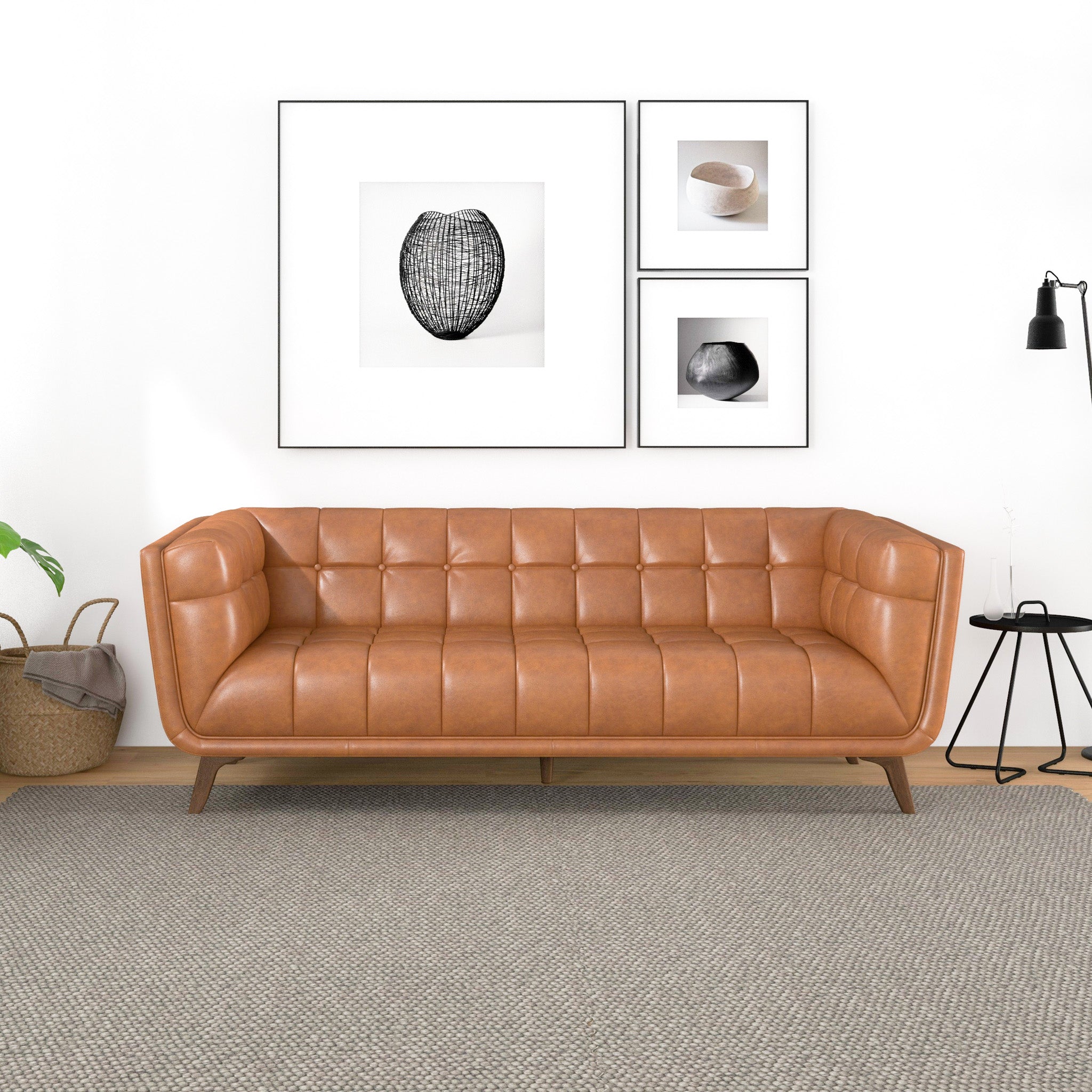 Kano Leather Sofa 84" - Cognac Leather | MidinMod | Houston TX
