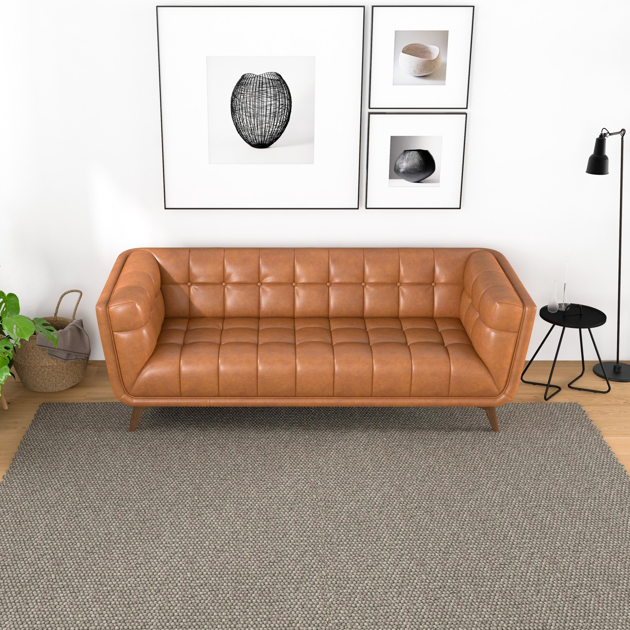 Kano Leather Sofa 84" - Cognac Leather | MidinMod | Houston TX