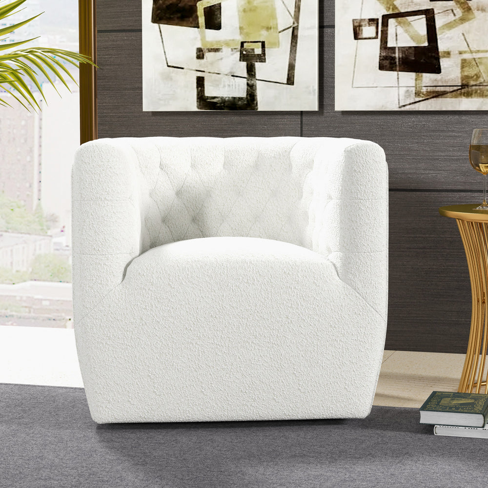 Lotte Cream Boucle Swivel Chair | MidinMod