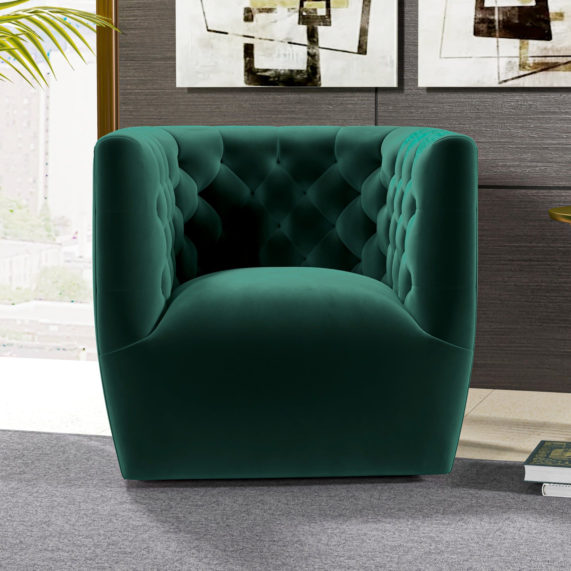 Lotte Swivel Chair - Forest Green Velvet | MidinMod