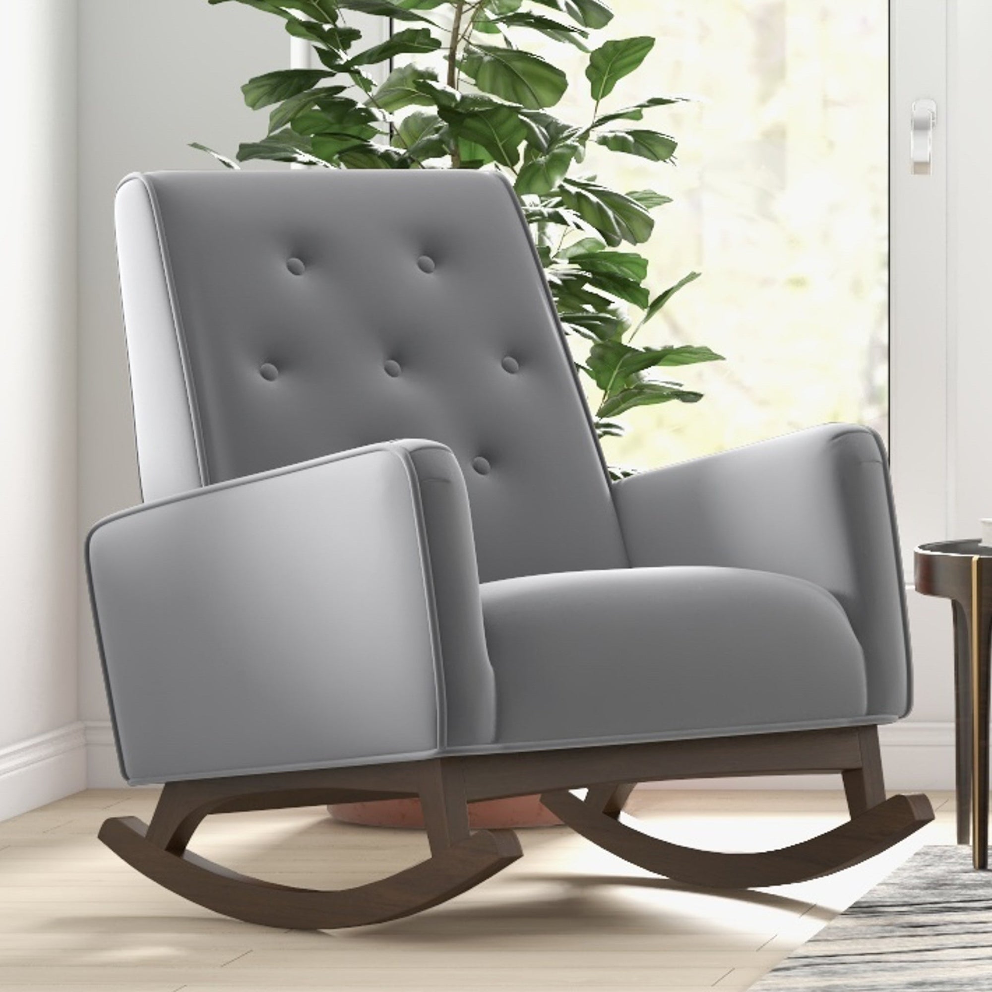 Windsor Grey Fabric Rocking Chair | MidinMod
