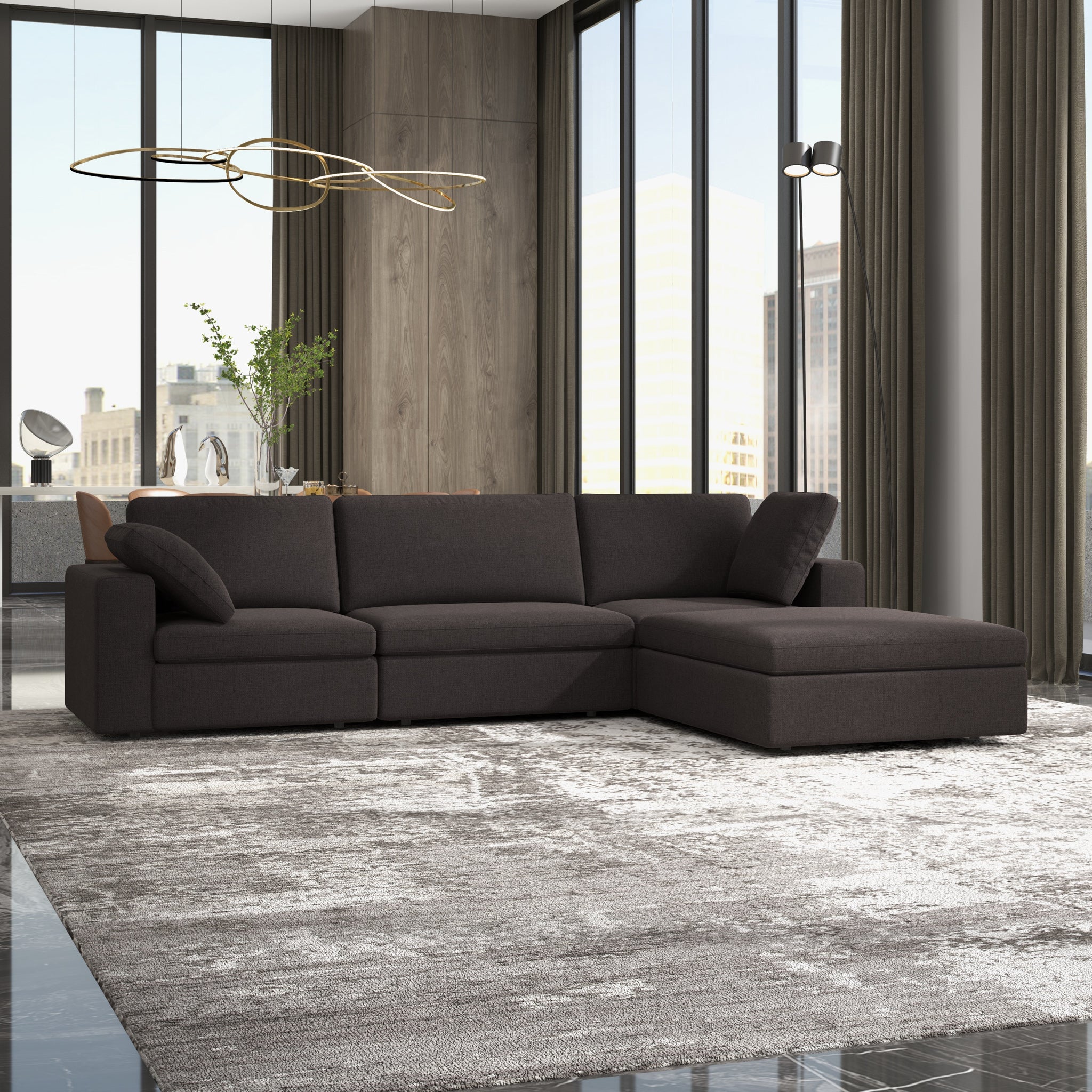 Texas Modular Corner Sectional Sofa Dark Gray | MidinMod