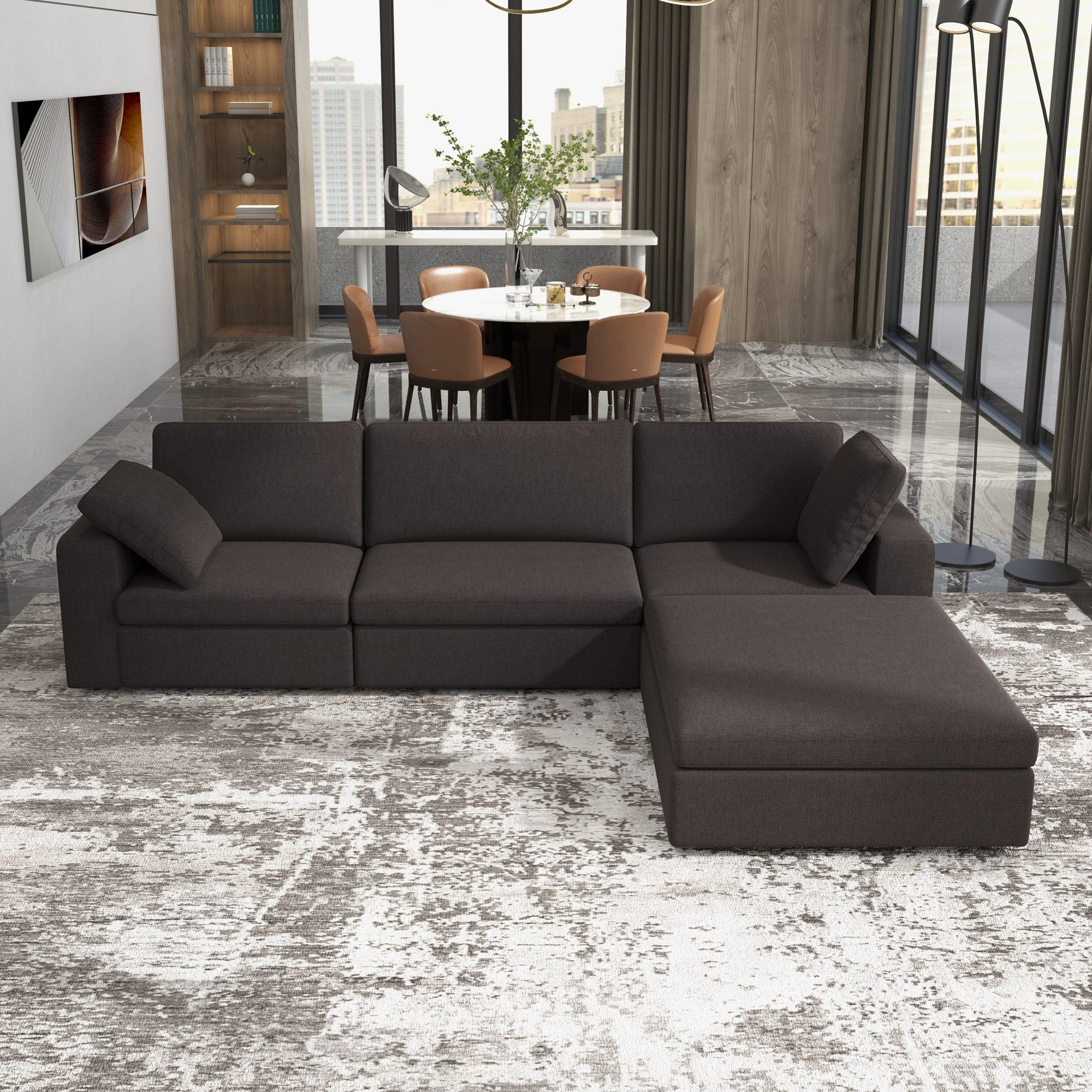 Texas Modular Corner Sectional Sofa Dark Gray | MidinMod