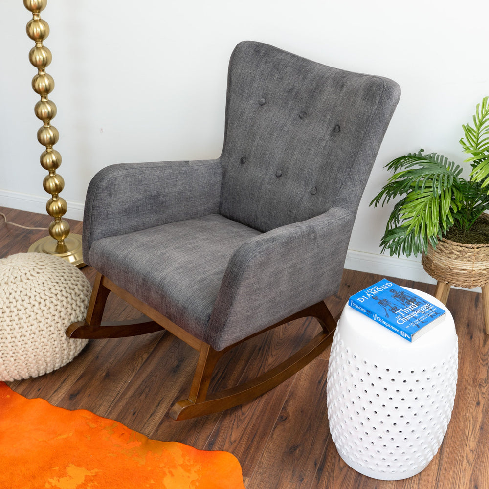 Charlotte Grey Velvet Rocking Chair | MidinMod
