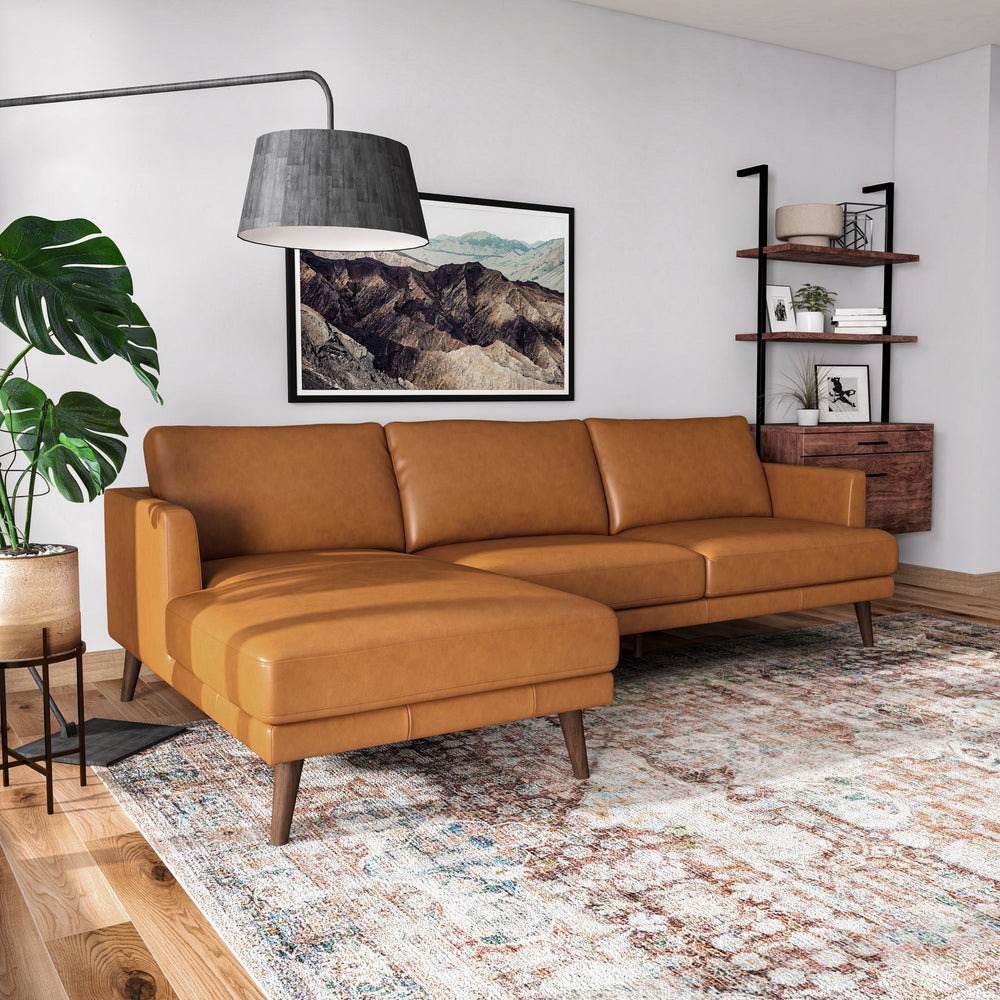 Lorena L Shape Corner Sofa (Tan Leather - Left Facing) | MidinMod